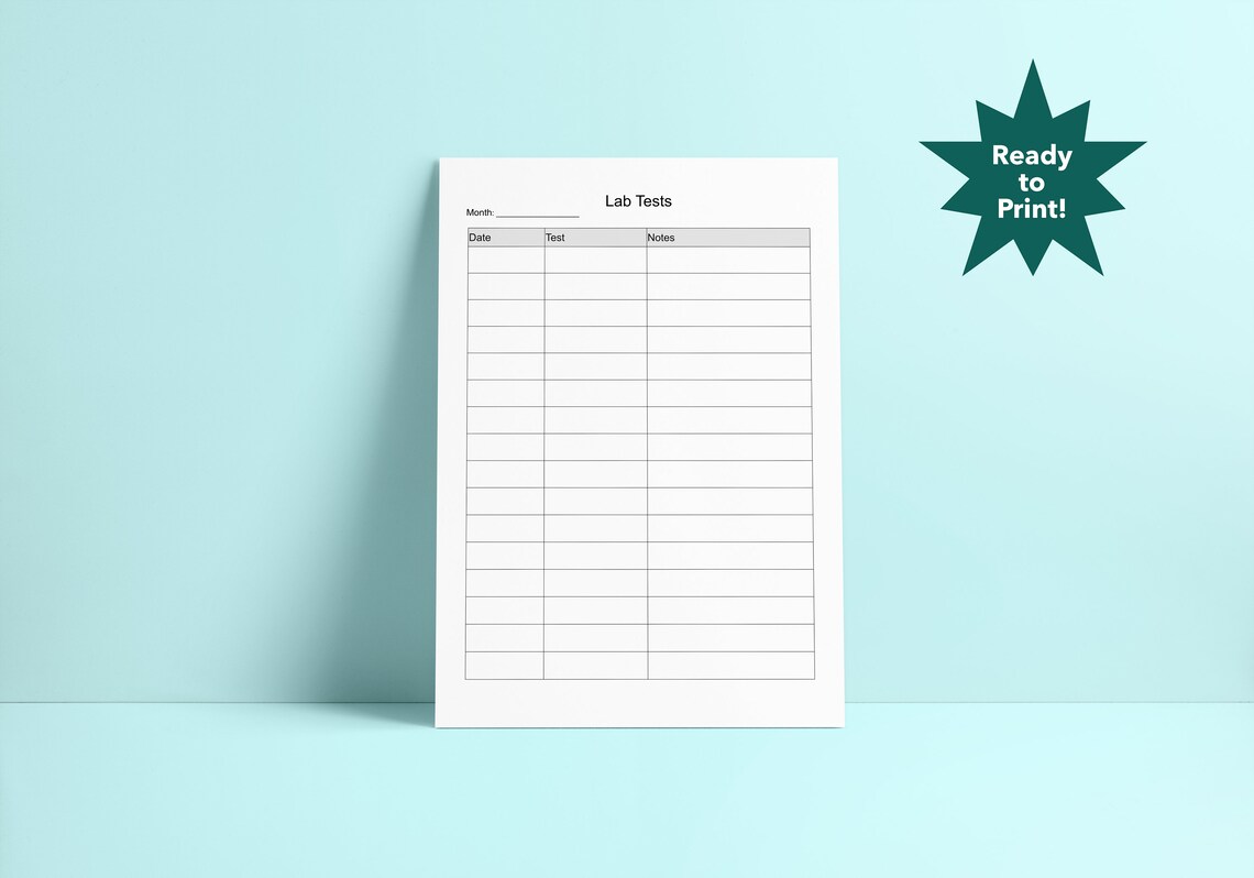 Lab Test Tracker, Lab Tests Log, Medical Testing Organiser, Doctor's ...