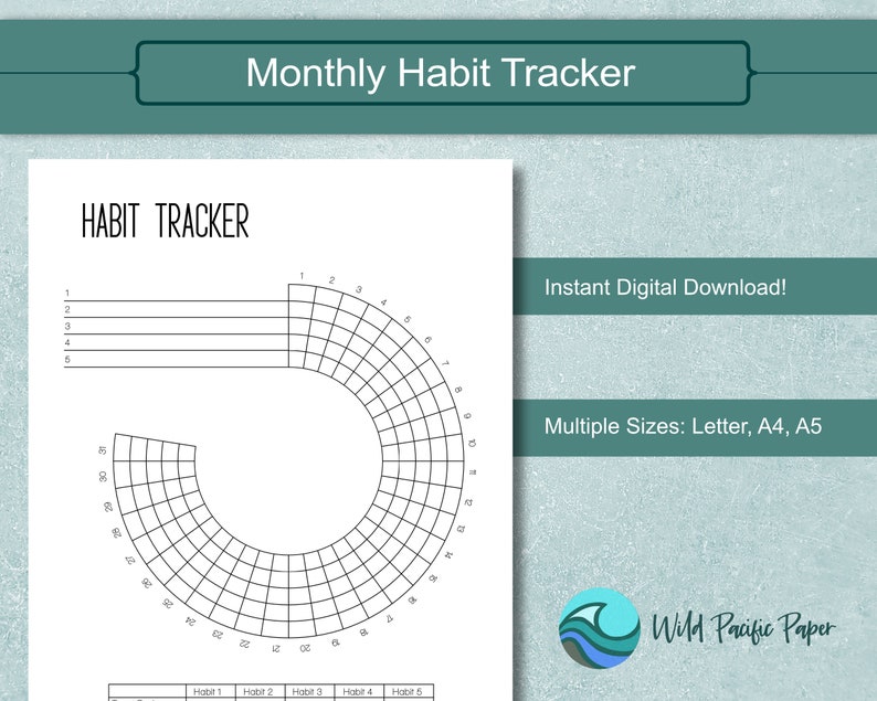 Habit Tracker, Monthly, Journal, Printable - Etsy