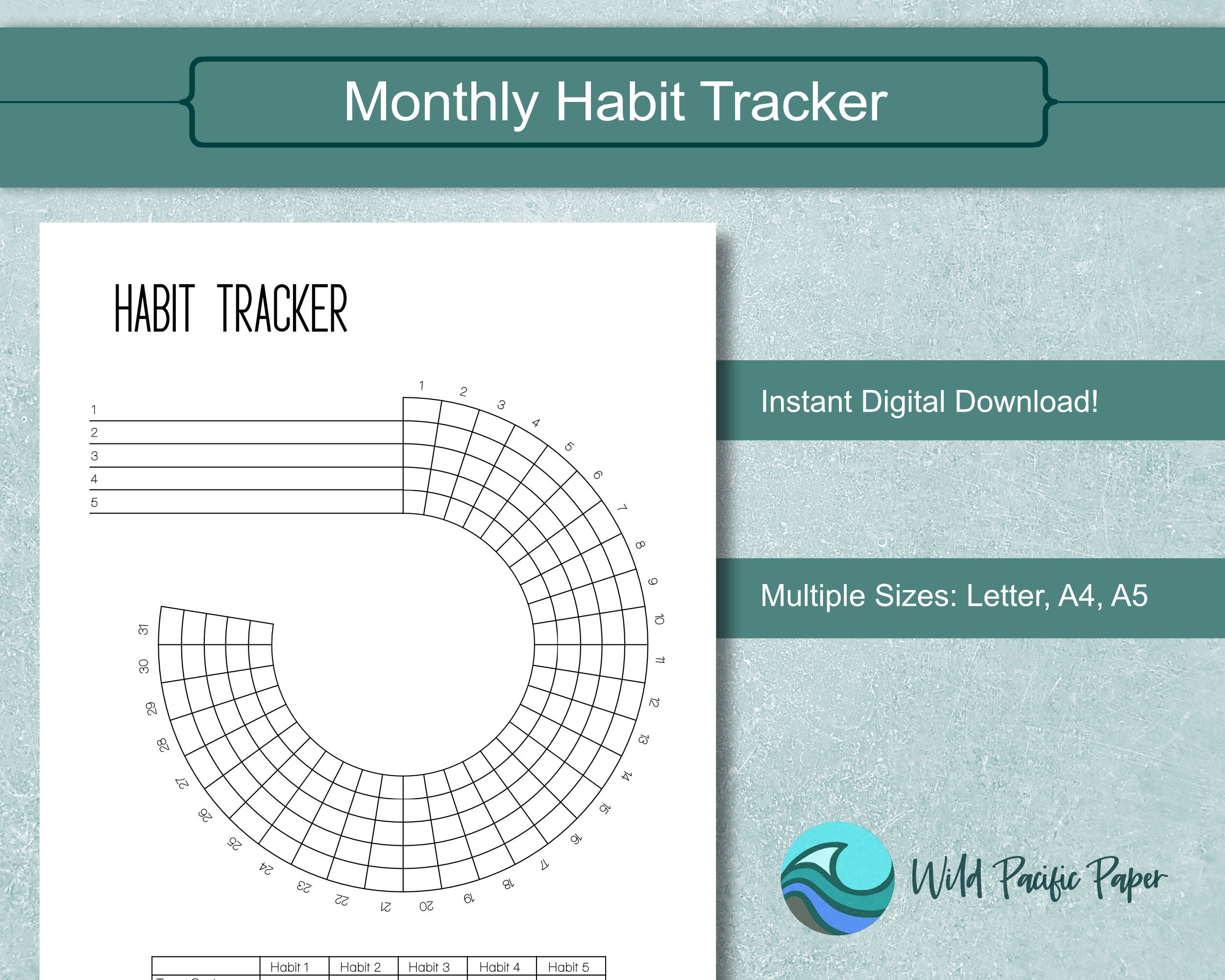 Habit Tracker, Monthly, Journal, Printable - Etsy