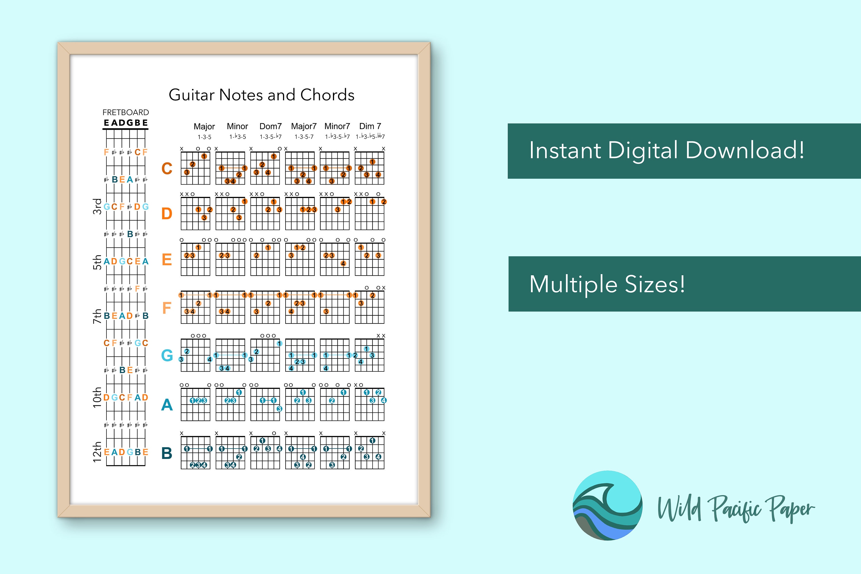 Guitar Notes & Chords Poster, Music Theory Poster, Music Education - Etsy