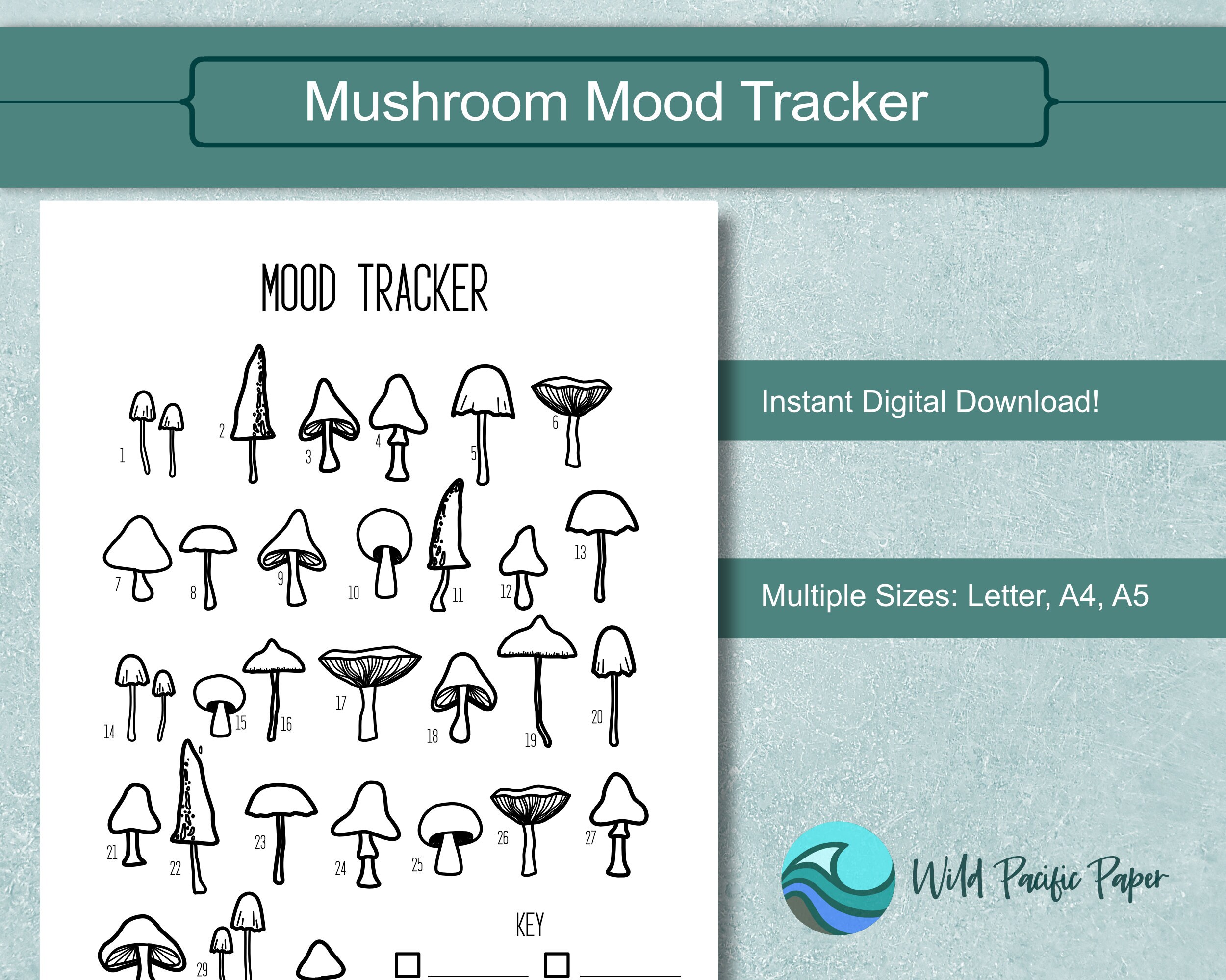 Mushroom Mood Tracker, Habit Tracker, Journal, Printable - Etsy