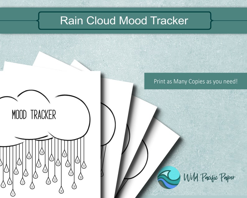 Rain Cloud Mood Tracker, Habit Tracker, Journal, Printable - Etsy
