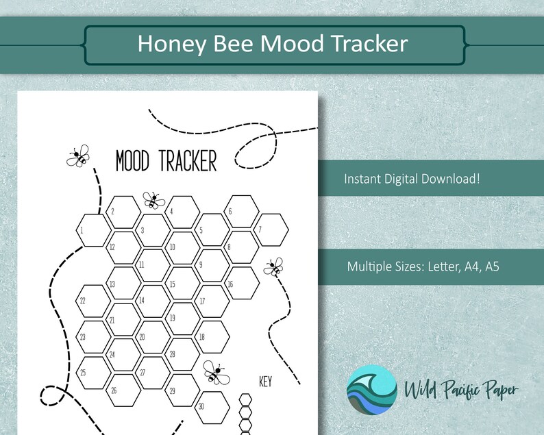 Bee Mood Tracker Habit Tracker Journal Printable - Etsy