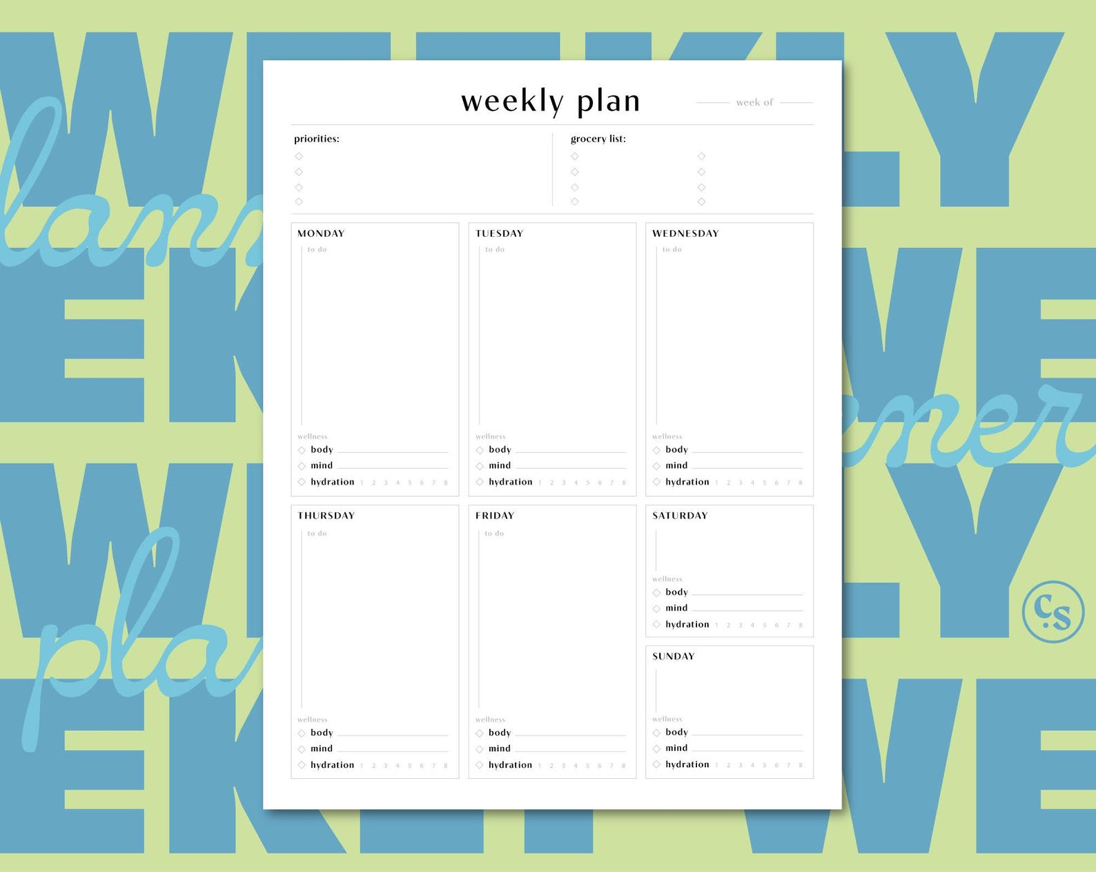 Weekly Task and Self Care Planner, Instant Download, Digital Download ...