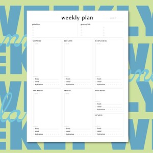 Weekly Task and Self Care Planner, Instant Download, Digital Download ...