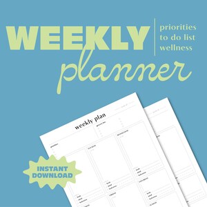 Weekly Task and Self Care Planner, Instant Download, Digital Download ...
