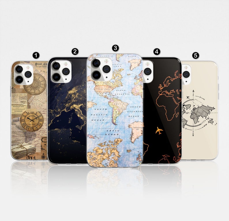World Map Phone Case: Clear Travel Print Cover - Etsy