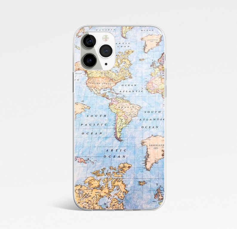 World Map Phone Case: Clear Travel Print Cover - Etsy