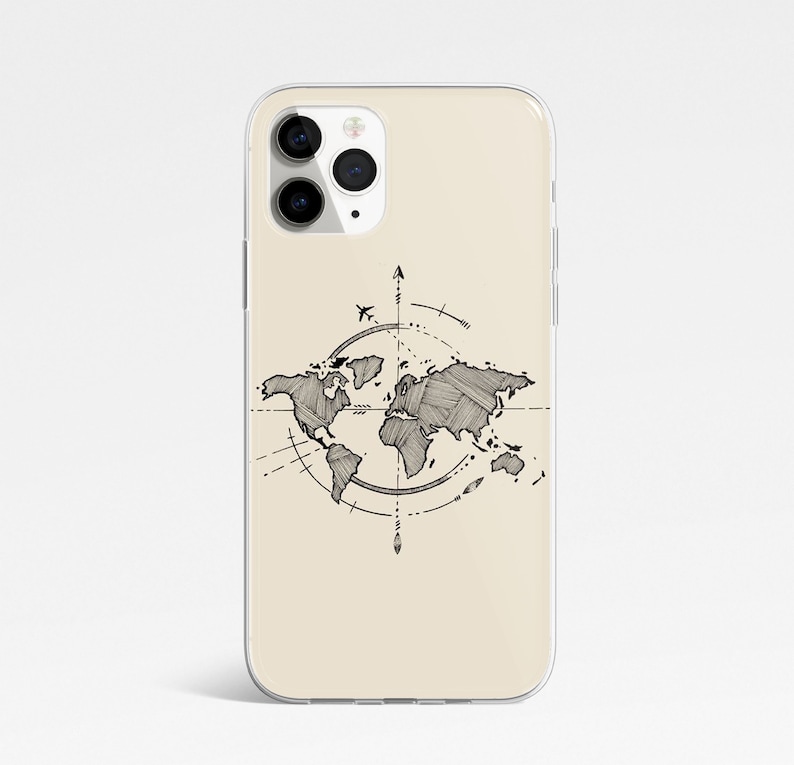 World Map Phone Case: Clear Travel Print Cover - Etsy