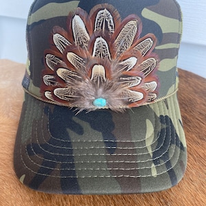 Camo Feather Trucker Hat: Western Cowgirl Boho Rodeo - Etsy