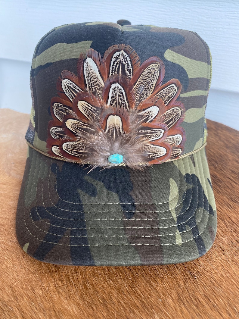Camo Feather Trucker Hat: Western Cowgirl Boho Rodeo - Etsy