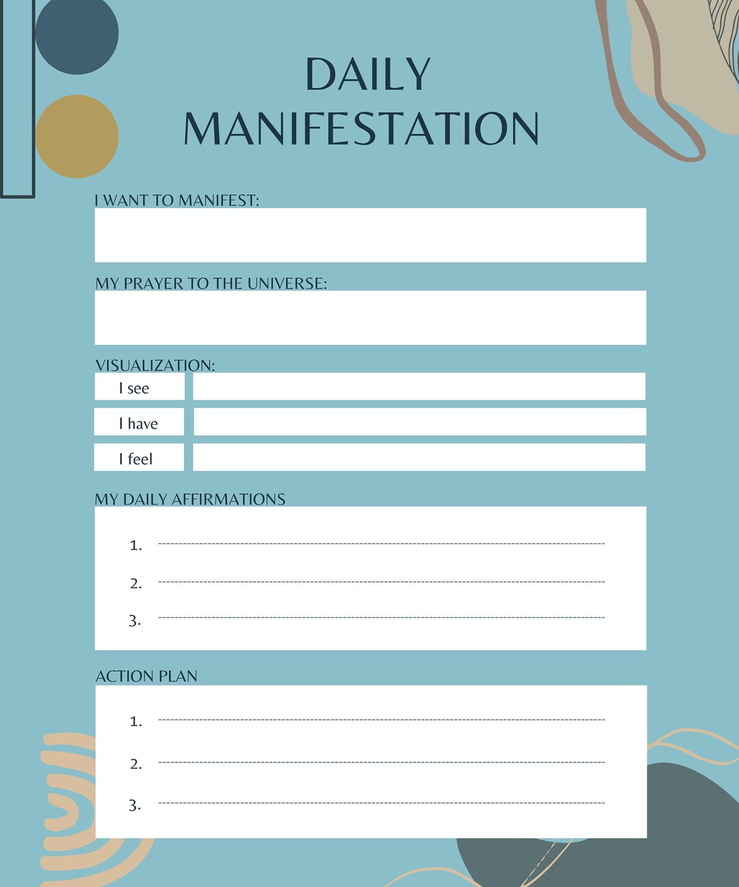 Daily Manifestation Worksheet - Etsy