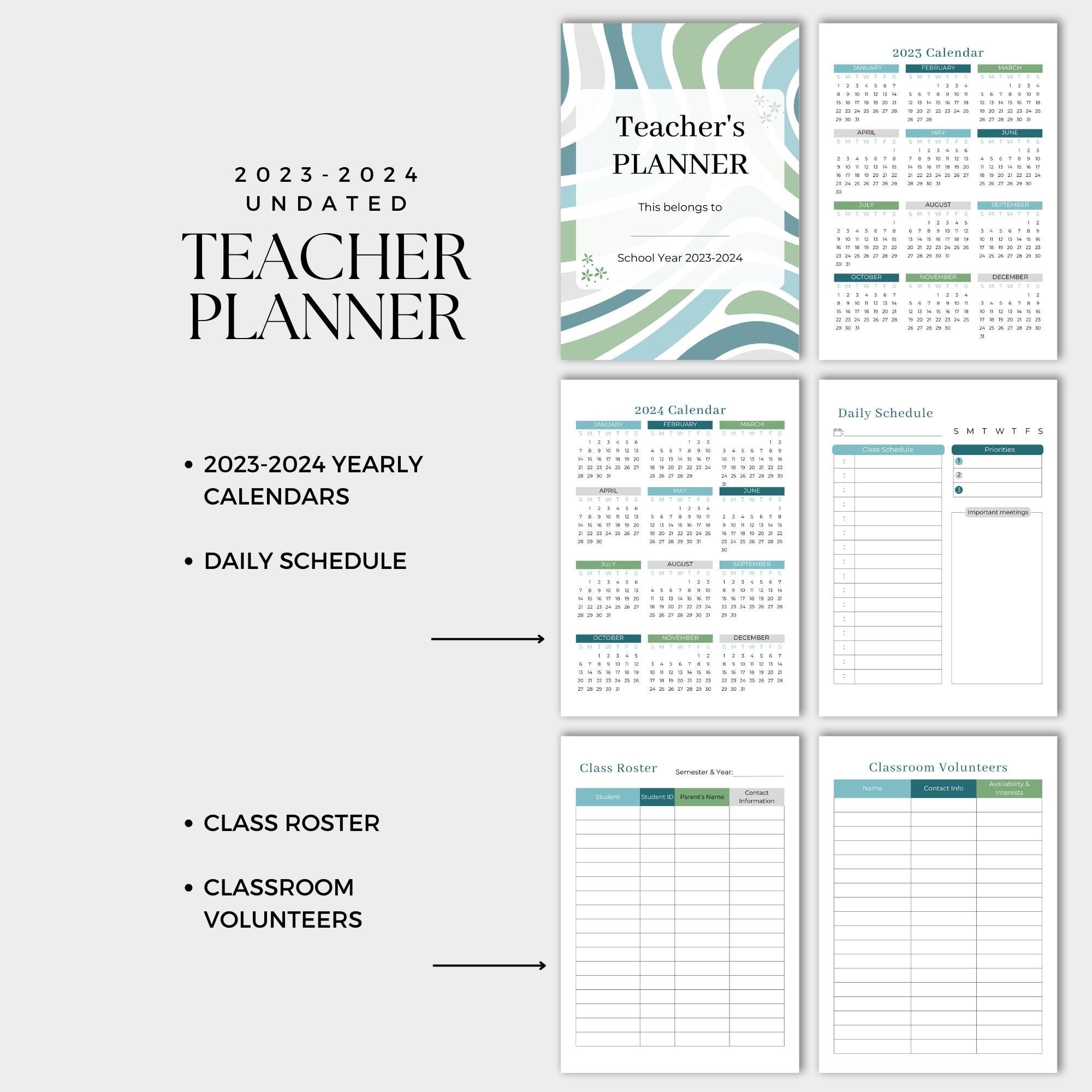 Teacher Planner 2023-2024 Printable Teacher Plan & Record - Etsy