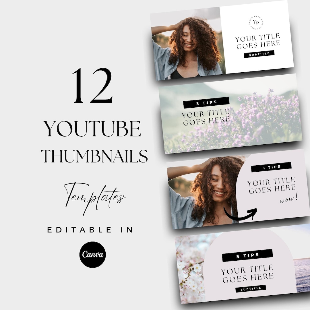 12 Youtube Thumbnail Templates Canva, Instant Download, Editable in ...
