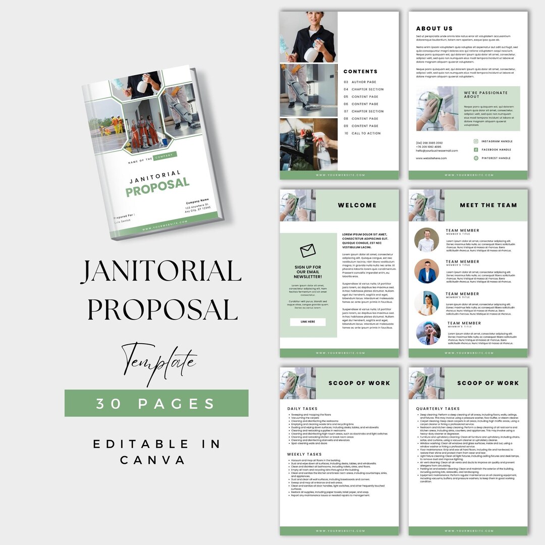 Janitorial Service Proposal Template | Commercial Cleaning (canva ...