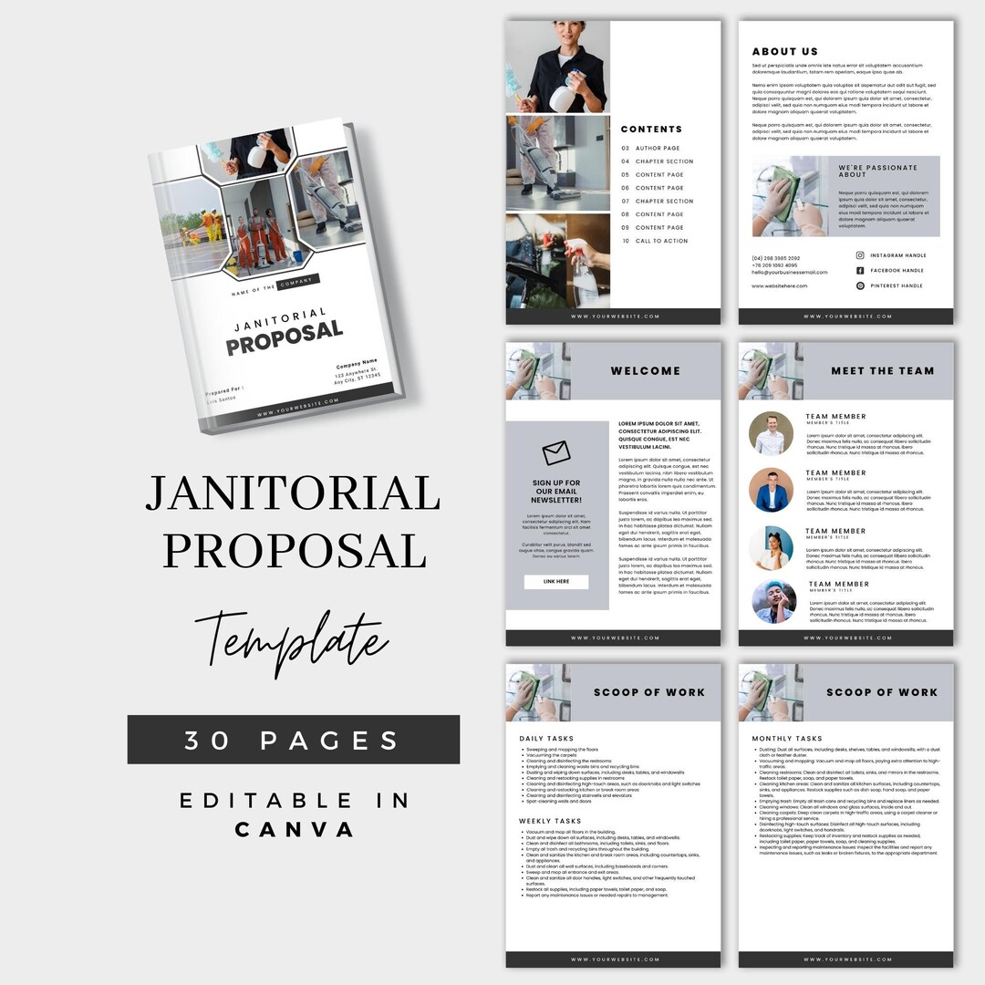 Janitorial Proposal Template | Commercial Cleaning Contract (canva ...
