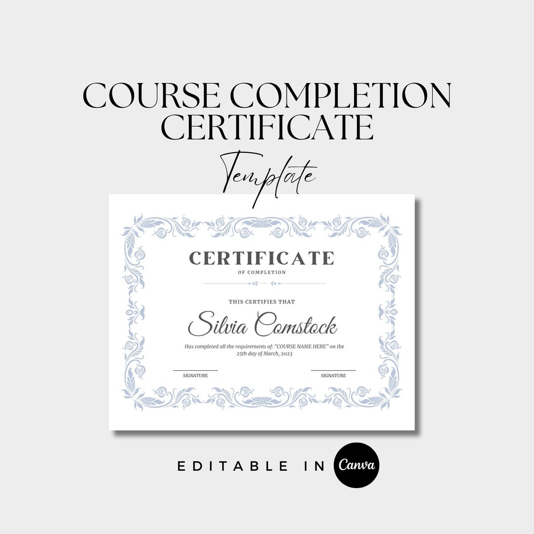 Certificate Template, Course Completion Certificate, Editable ...