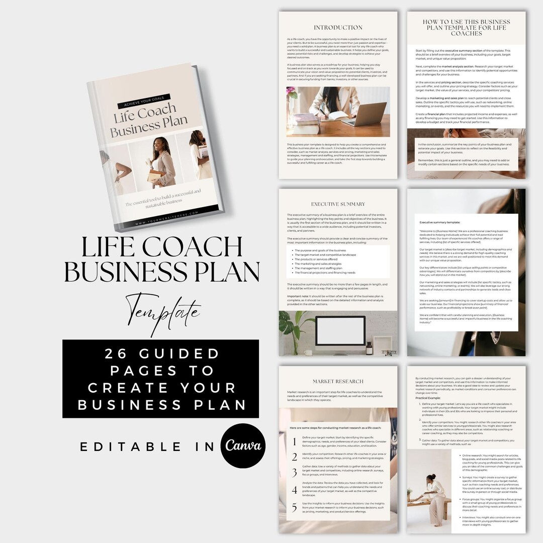Life Coach Business Plan Template Digital Business Plan - Etsy