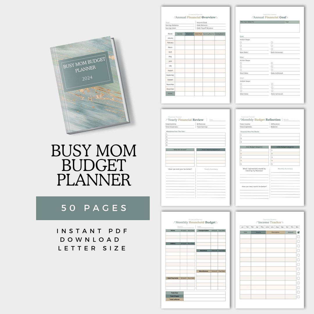 Busy Mom Budget Planner Printable PDF, Financial Planner Printable ...