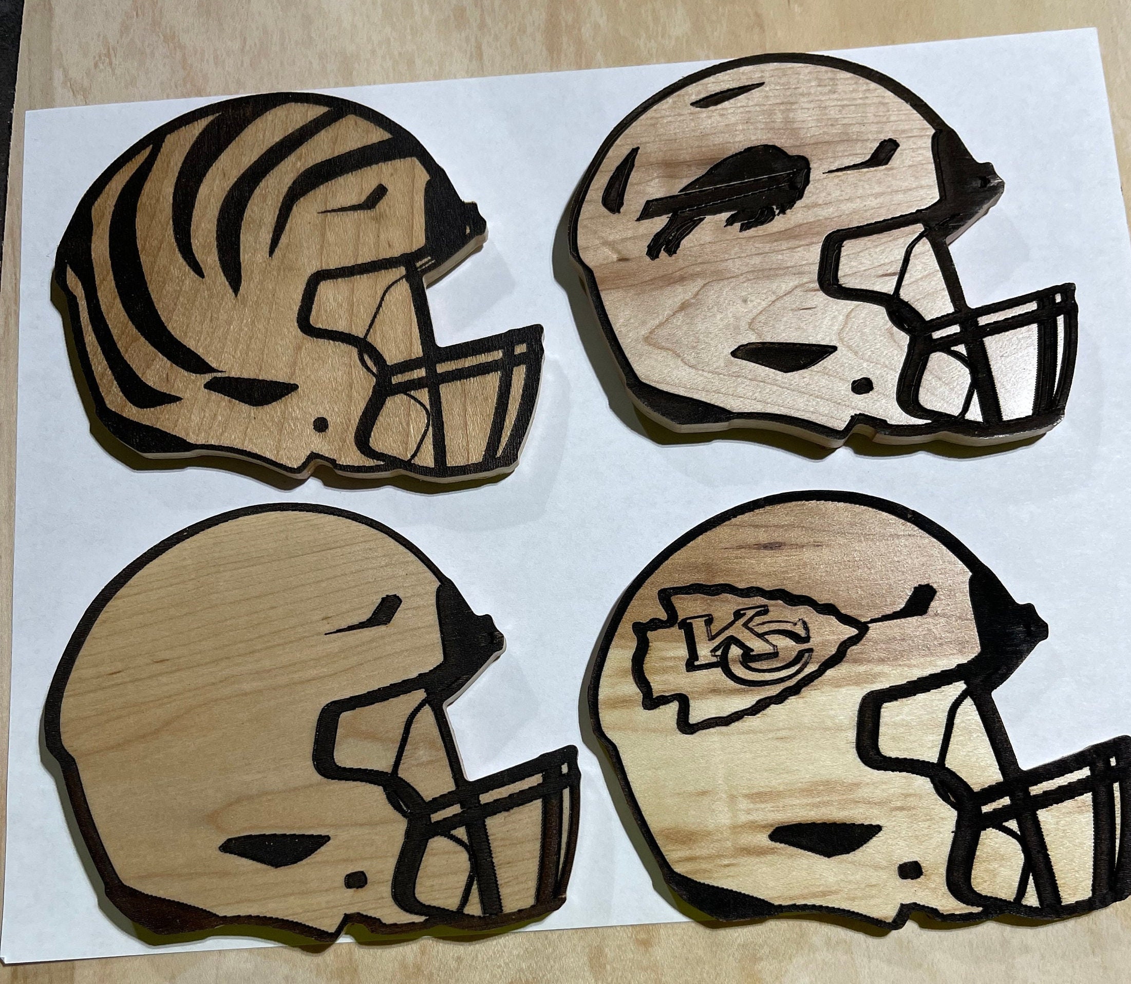 Football Helmet Coaster Customize Wood Laser Engraved - Etsy