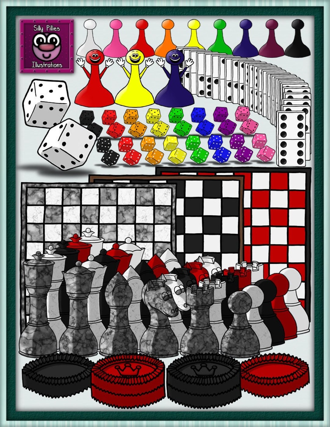 Game Pieces Mega Clip Art Pack - Etsy