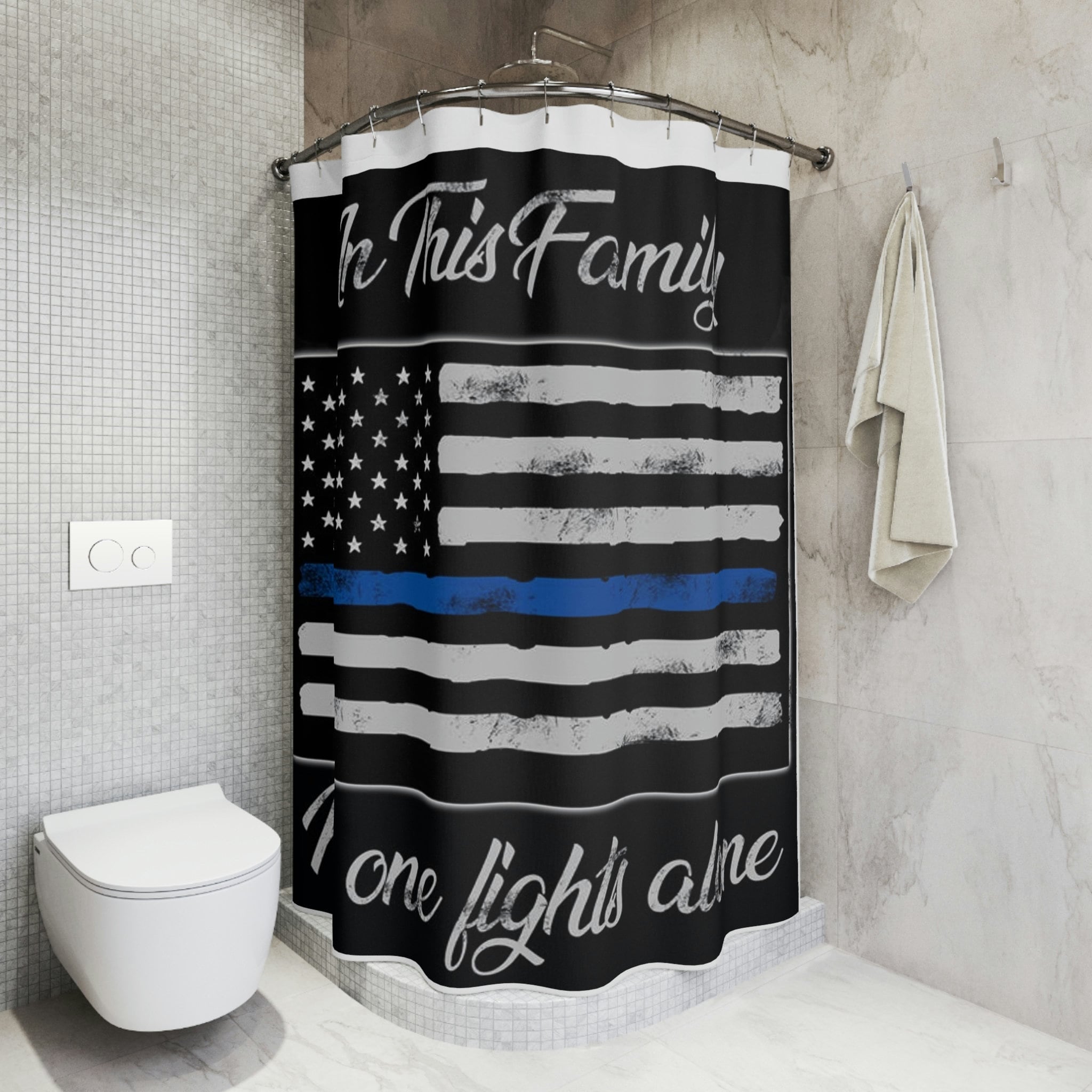 Police Thin Blue Line Polyester Shower Curtain - Etsy