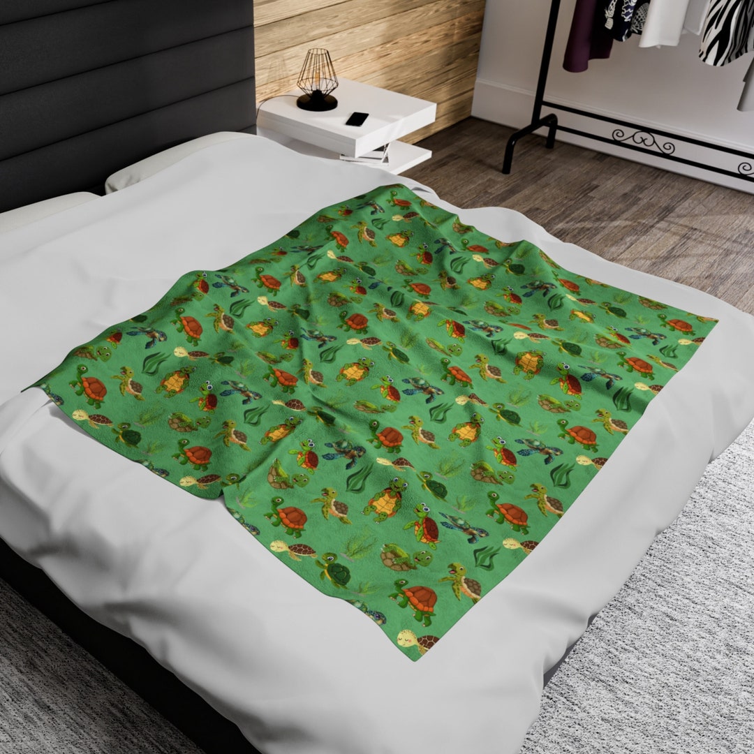 Cute Turtles Sealife Print Blanket Cozy Soft Baby Blanky Child Adult ...