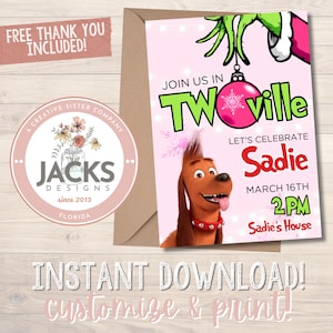 Twoville Birthday Party Invitation, Grinch Birthday Invitation, 2nd ...