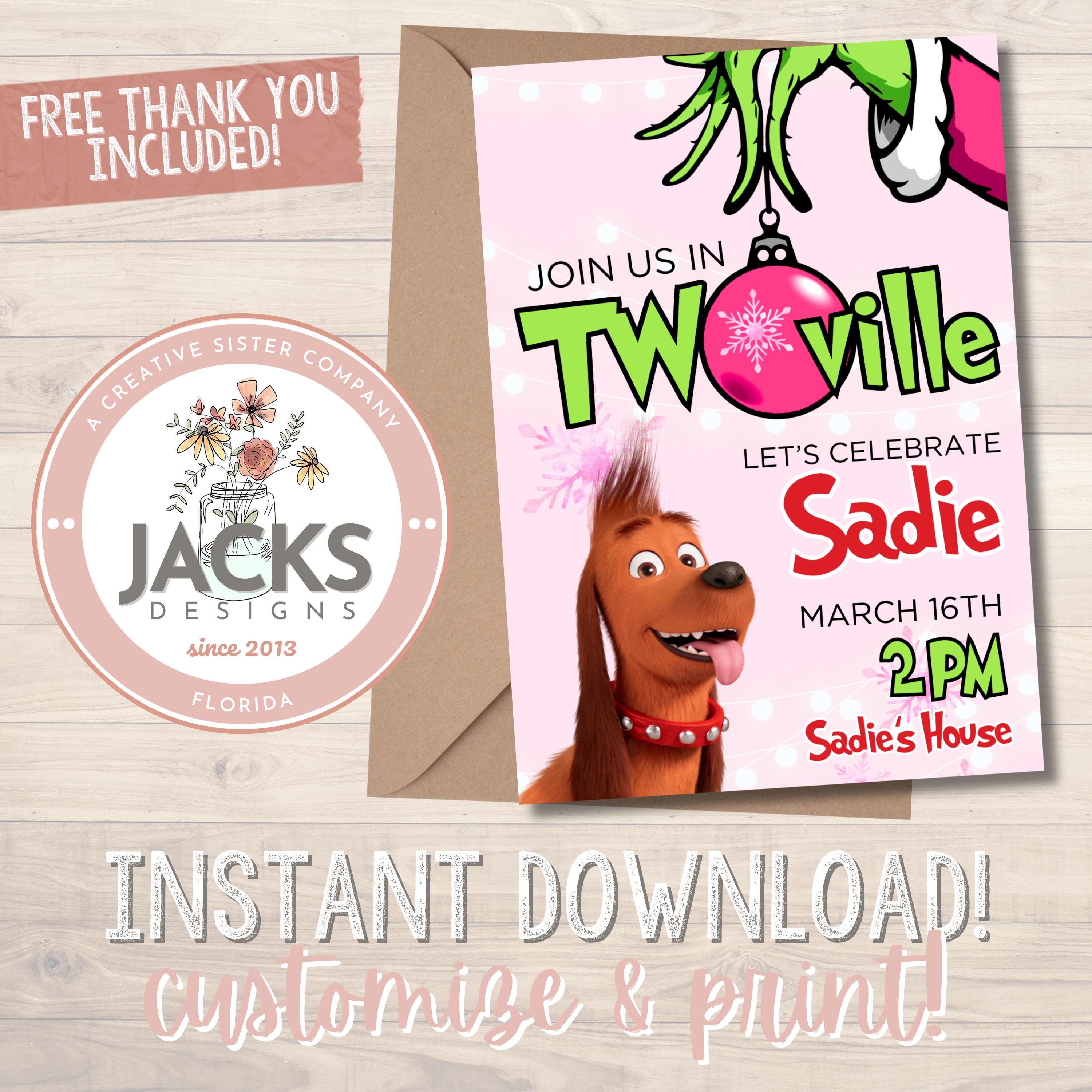 Twoville Birthday Party Invitation, Grinch Birthday Invitation, 2nd ...