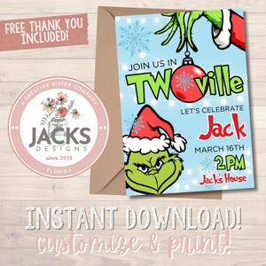 Twoville Birthday Party Invitation, Grinch Birthday Invitation, 2nd ...