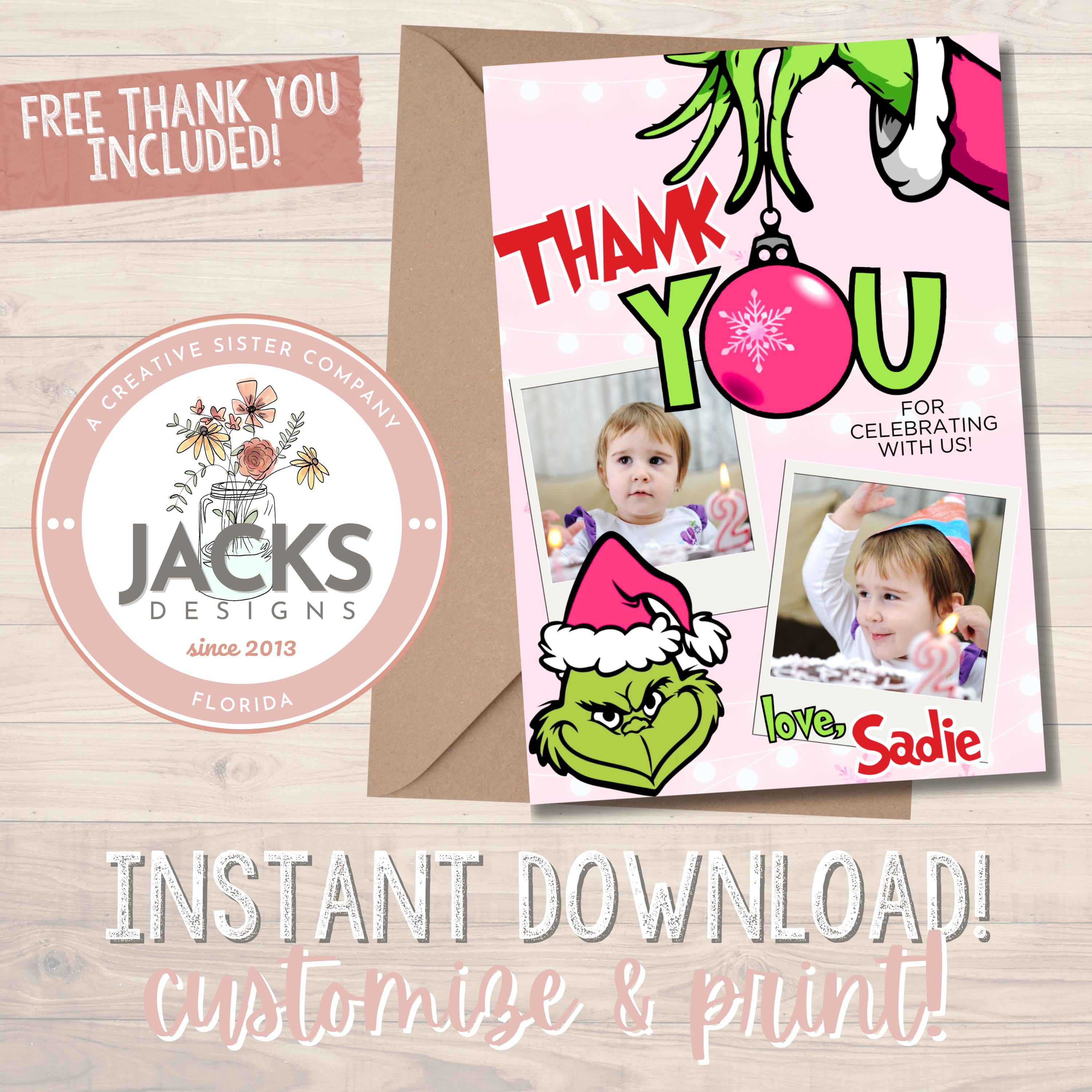 Twoville Birthday Party Invitation Bundle, Grinch Birthday Invitation ...