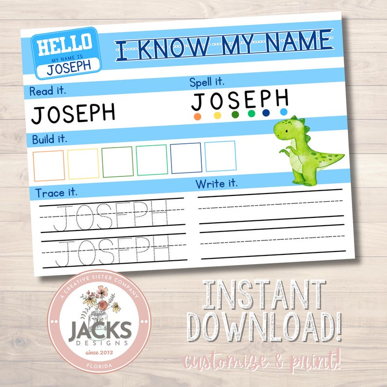 Customizable Practice Name Worksheet, Educational Printables, Pre ...
