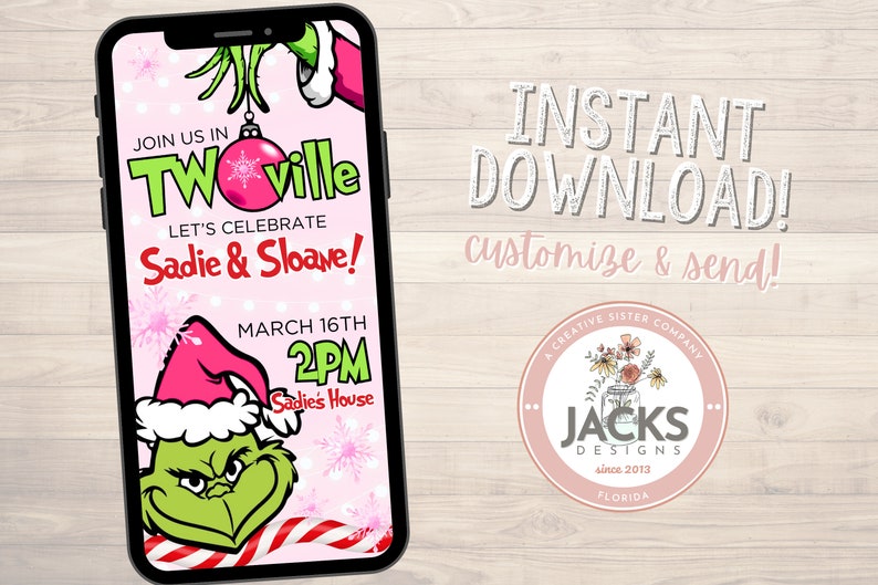 Twoville Birthday Party Invitation, Grinch Birthday Invitation, 2nd ...