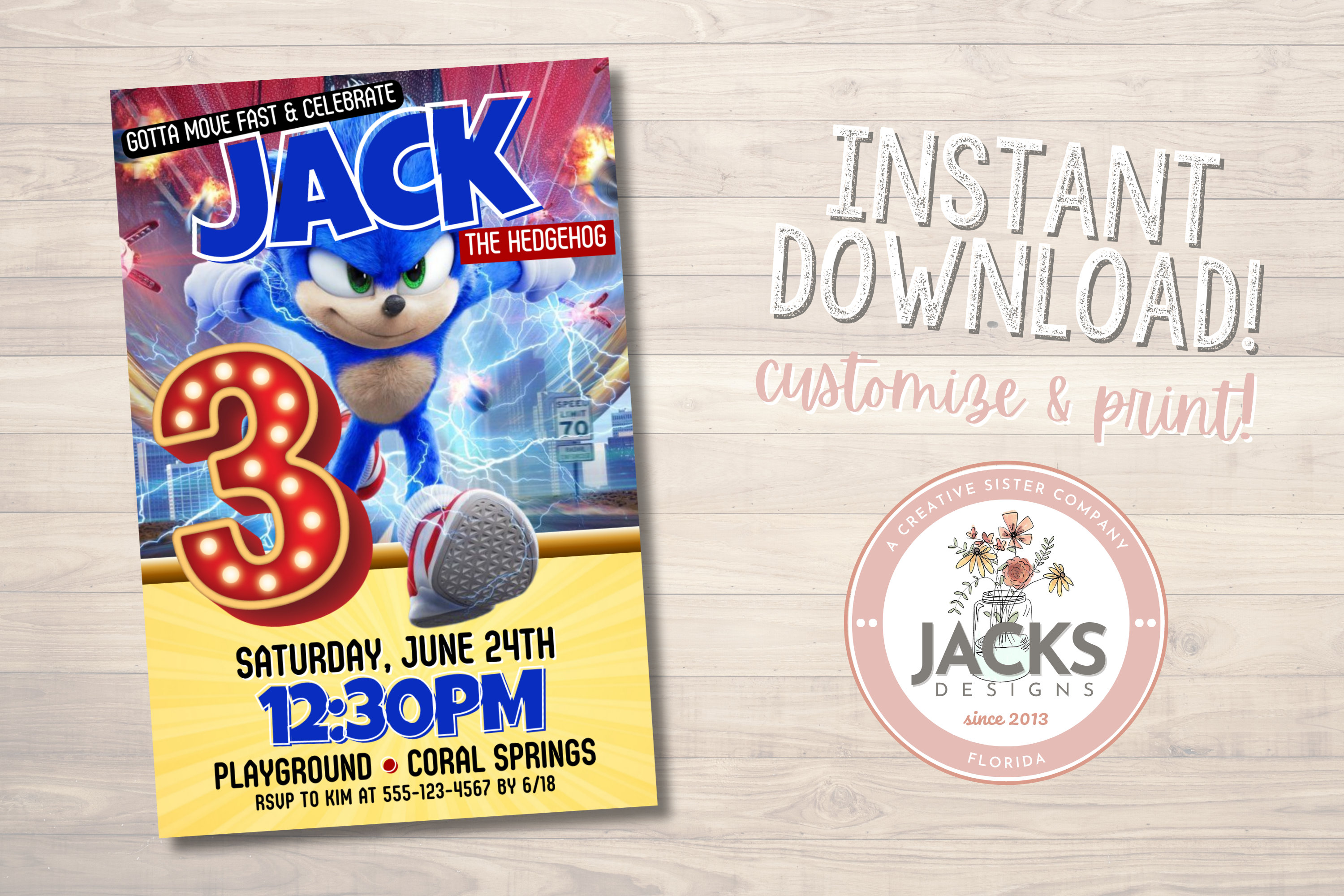 Sonic the Hedgehog Birthday Invitation, Sonic Birthday Invitation ...