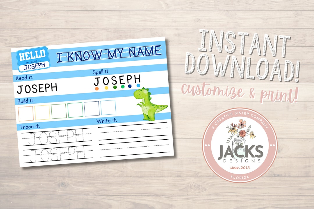 Customizable Practice Name Worksheet, Educational Printables, Pre ...