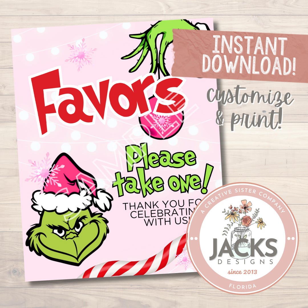 Twoville Birthday Favors Sign, Grinch Birthday Decor, 2nd Birthday ...