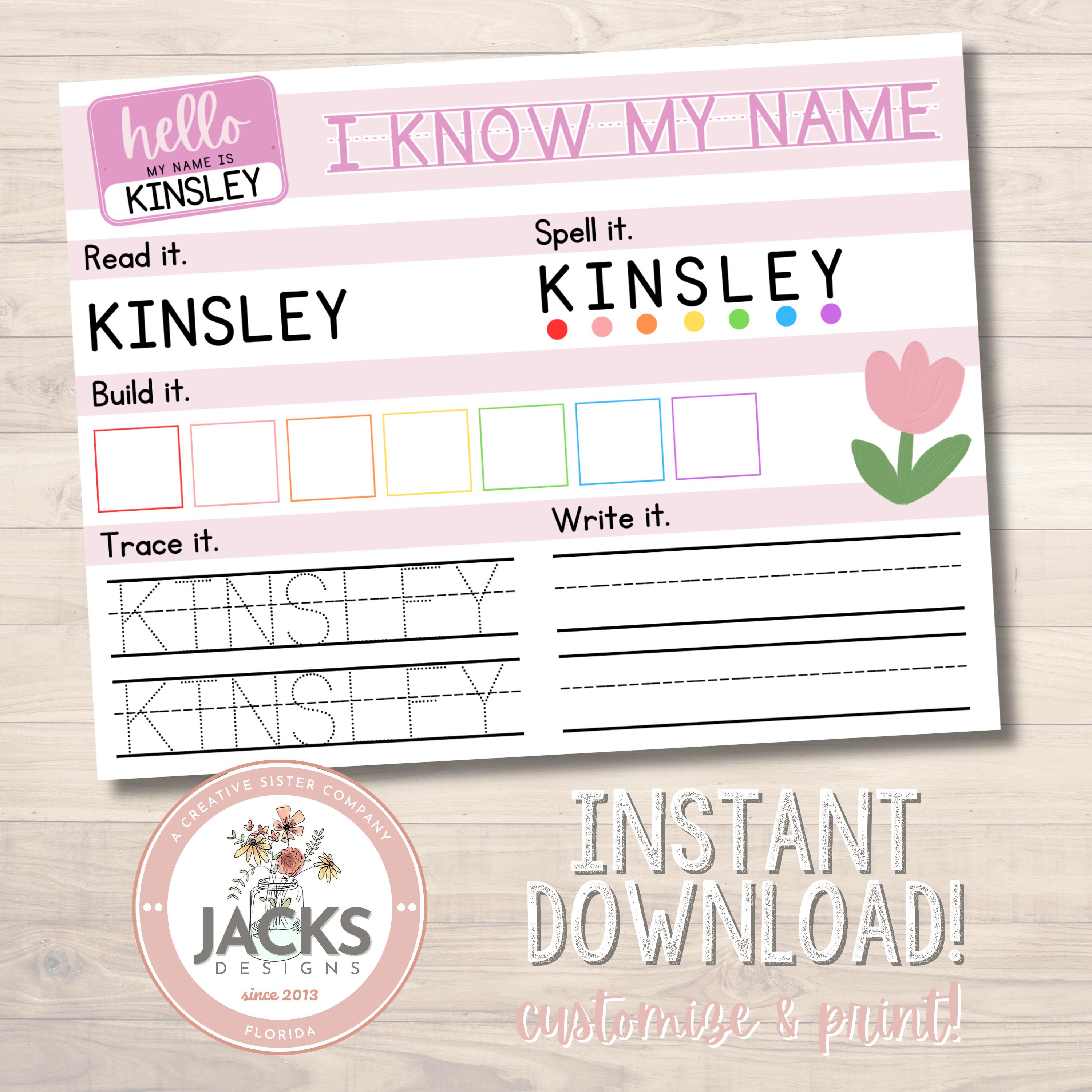 Customizable Practice Name Worksheet, Educational Printables, Pre ...