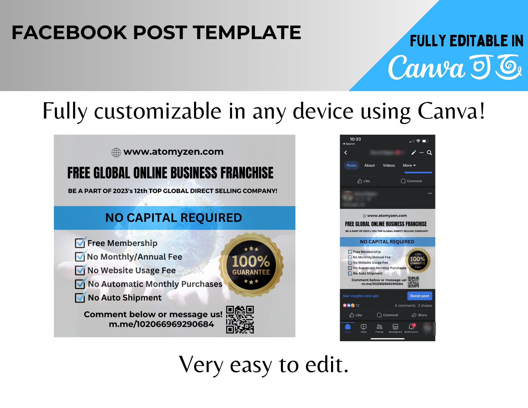 Editable Facebook Post for Your Business. Fully Customizable Using ...