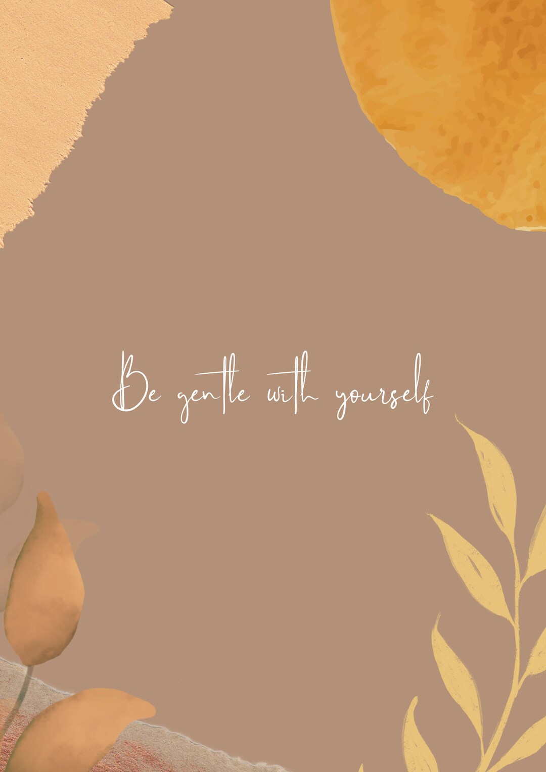 Be Gentle With Yourself Motivational Art Print, Poster, Simple Design ...