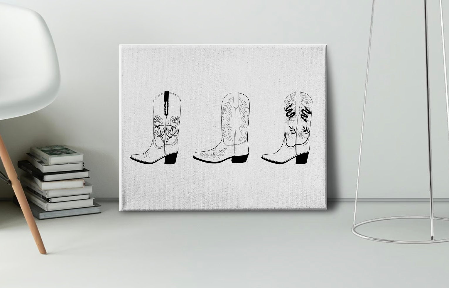 Three Western Cowboy Boots Print Download, Western Style Decor, Western ...