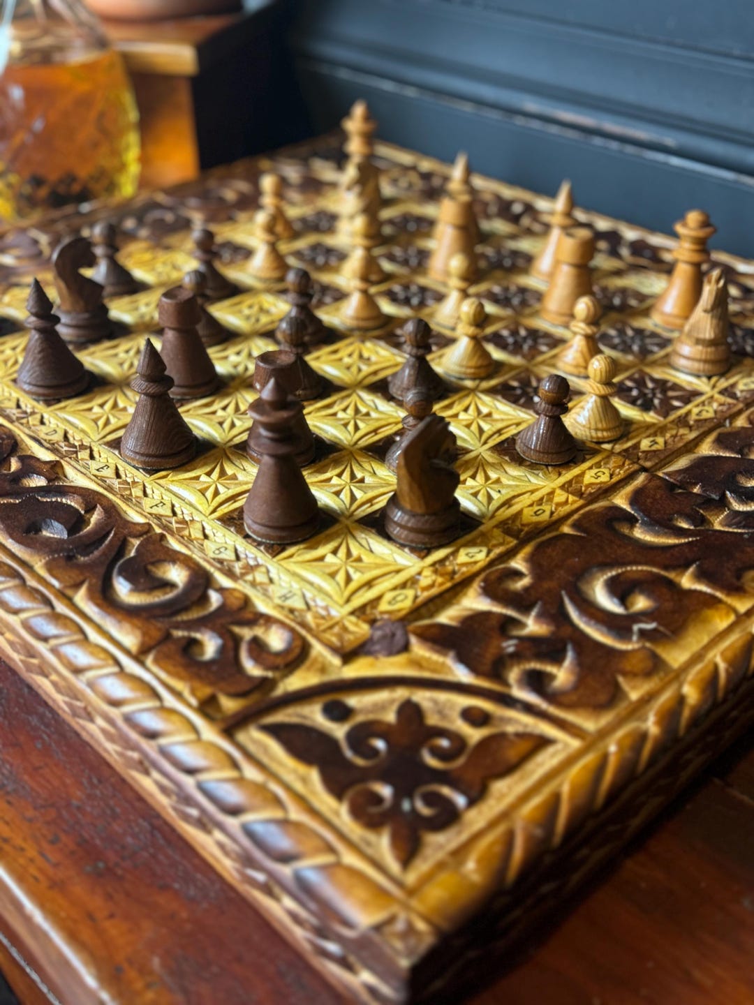 Wooden Handcrafted Chess/backgammon Set - Etsy