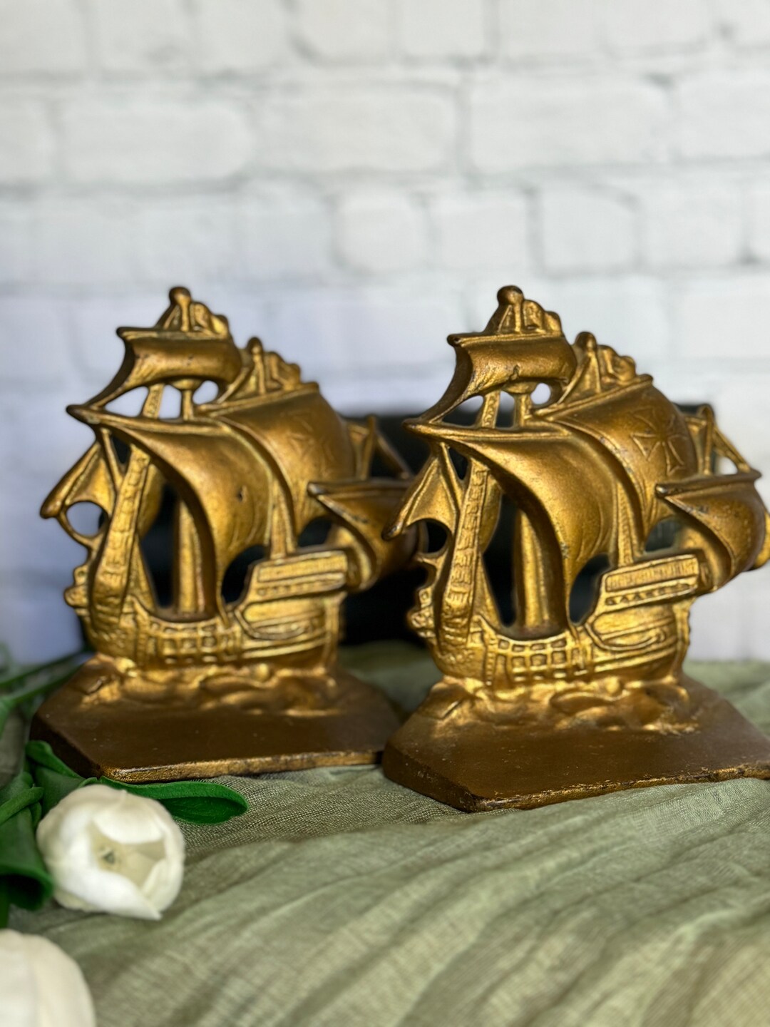Cast Brass Ship Bookends - Etsy