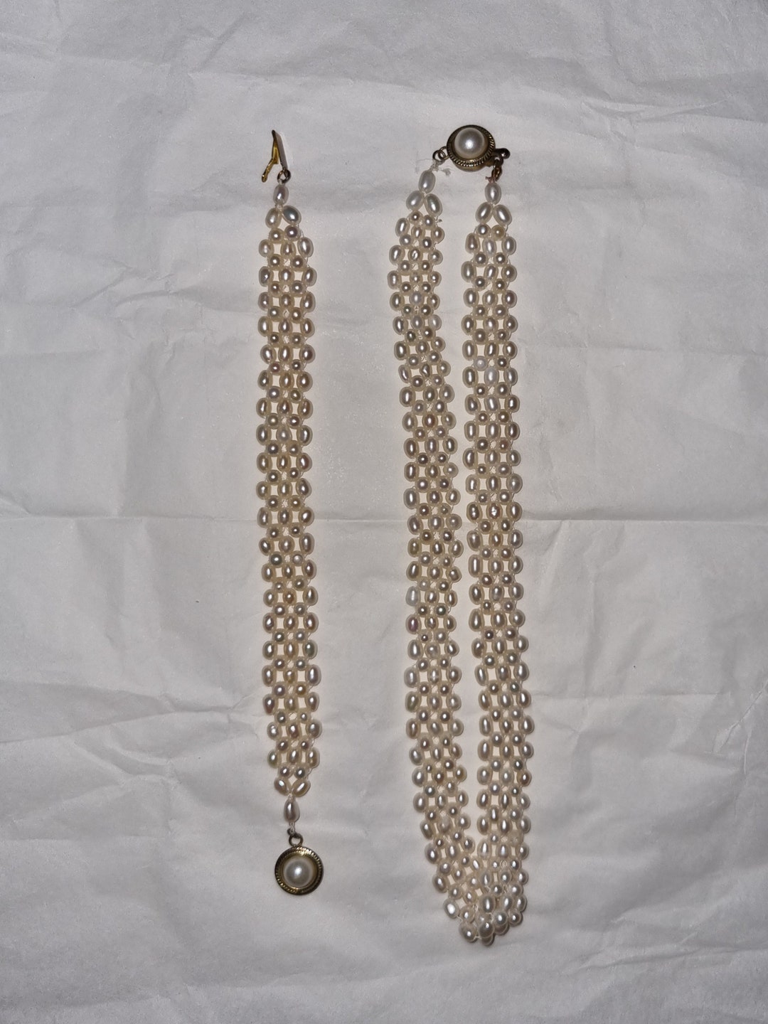 Rice Pearl Necklace and Bracelet Set - Etsy