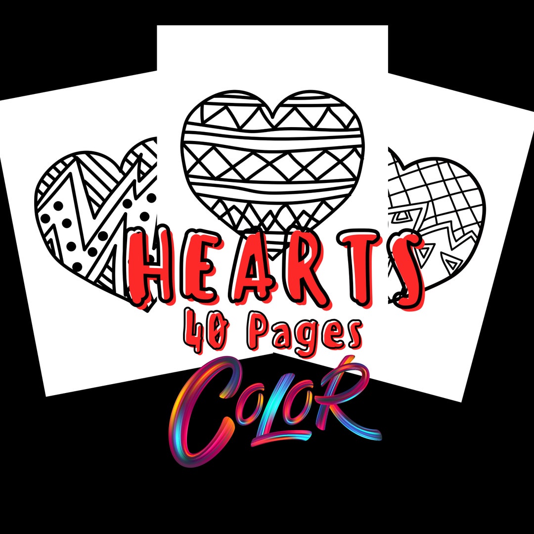 Hearts Coloring Pages 40 Coloring Book Pages for Valentines Day, Hearts ...