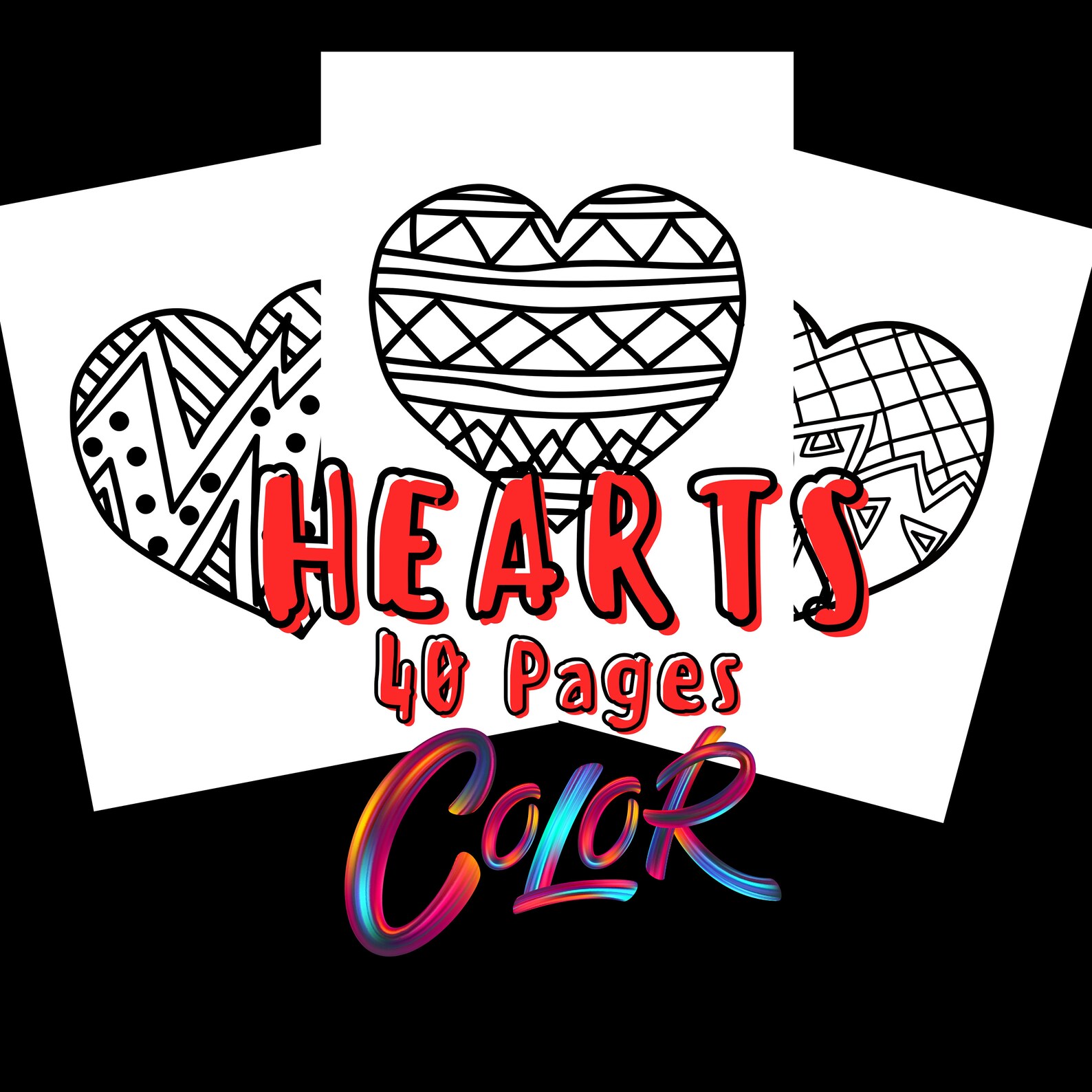 Hearts Coloring Pages 40 Coloring Book Pages for Valentines Day, Hearts ...