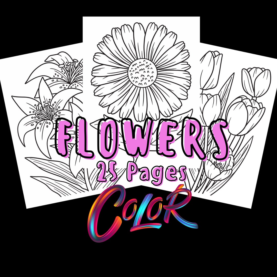 Flower Coloring Book Pages | 25 Printable Flower Pages, Colouring Book ...