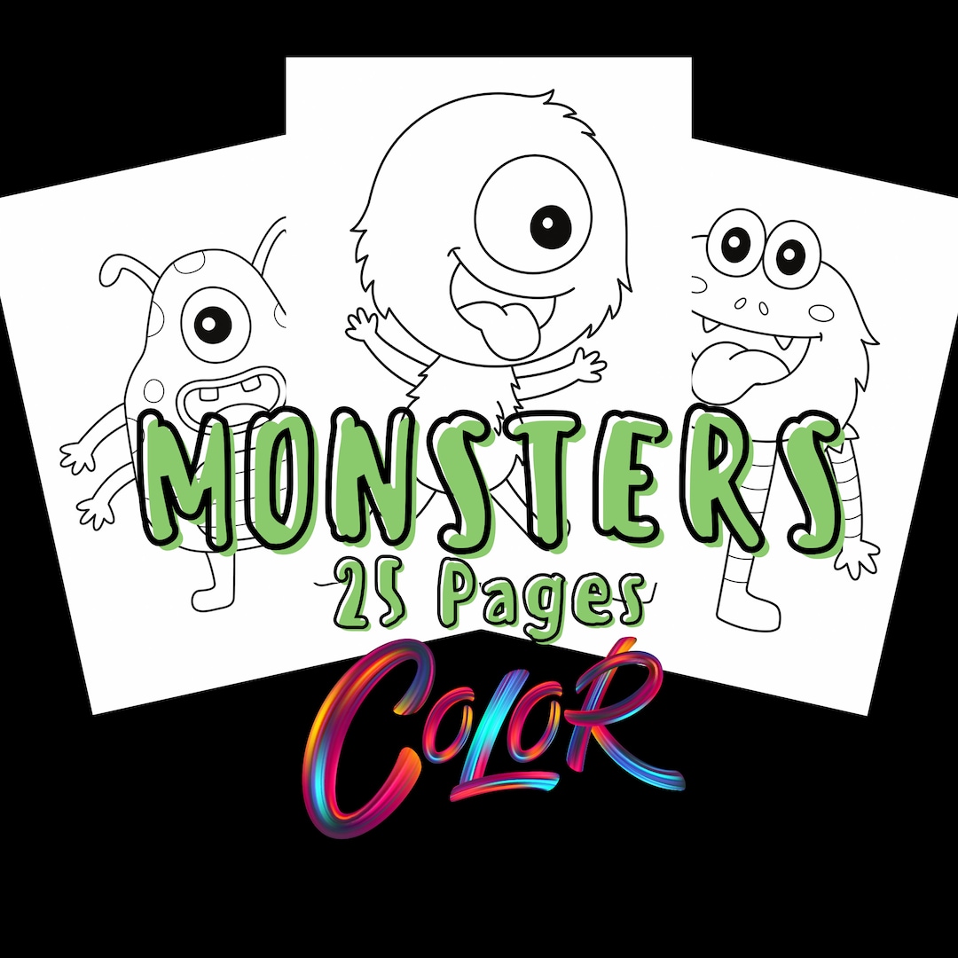 Monsters Coloring Book Pages | 25 Printable Monster Pages Colouring ...