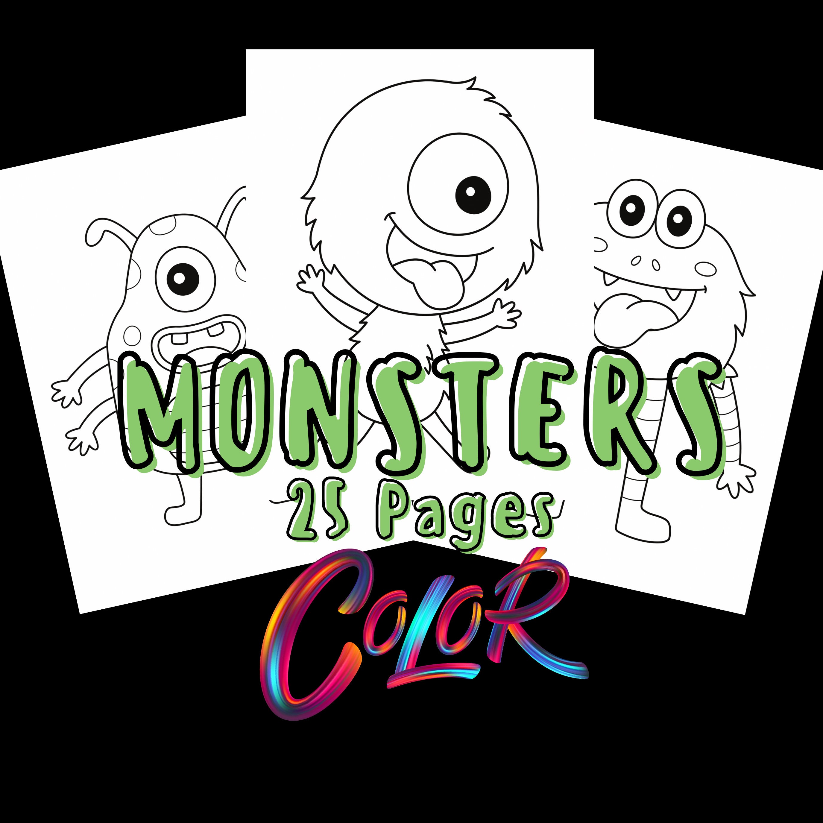 Monsters Coloring Book Pages | 25 Printable Monster Pages Colouring ...