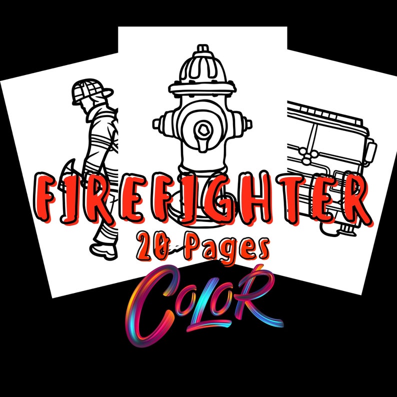 Firefighter Coloring Pages for Kids | 10 Page Colouring Book, Preschool ...