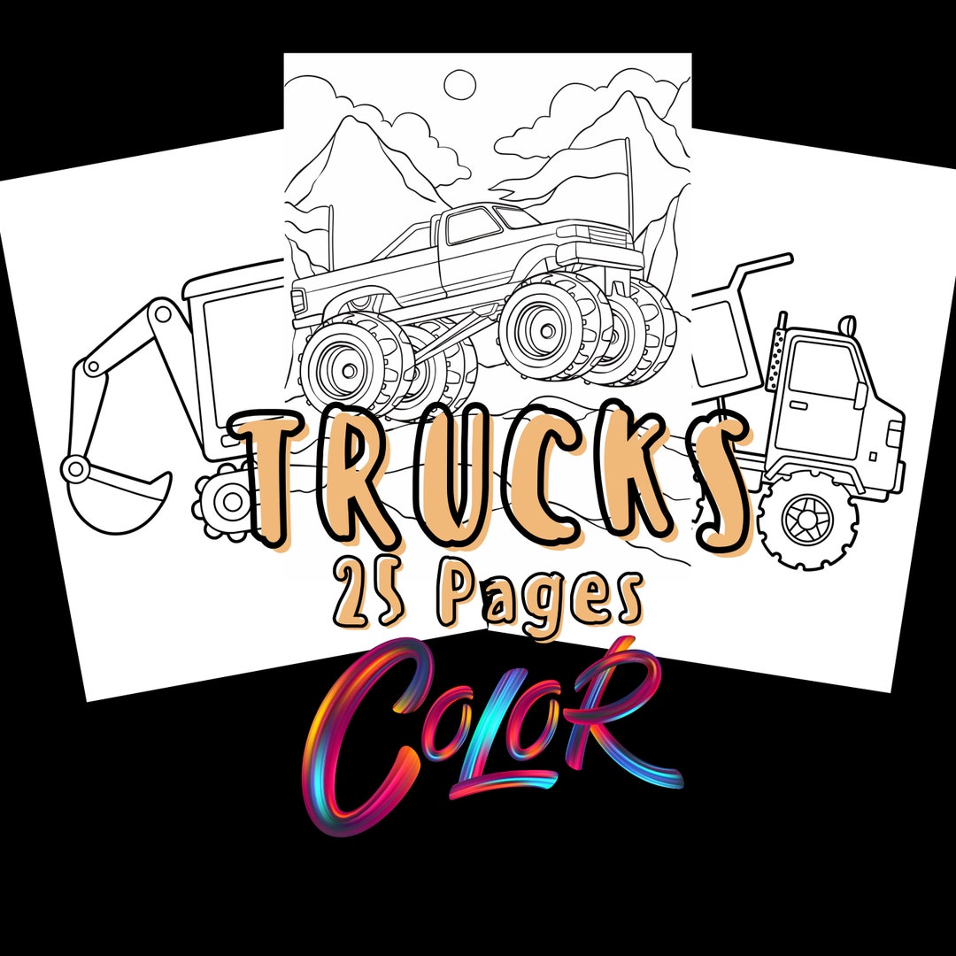 Truck Coloring Book Pages | 25 Printable Pages of Trucks and Vehicles ...